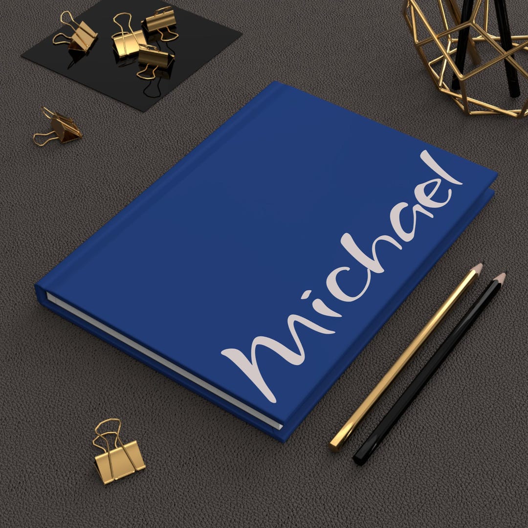 Personalized Journal Vertical Script Hardcover Matte Blue Personalized ...