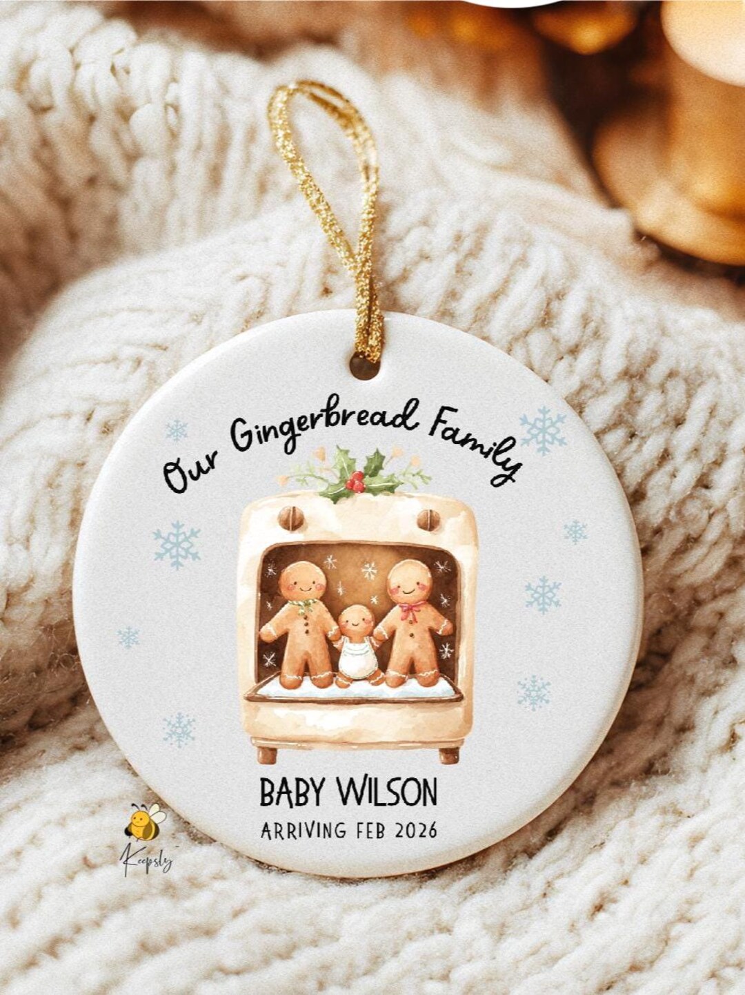 Winter Pregnancy Reveal Ornament • Gingerbread Family Expecting ...