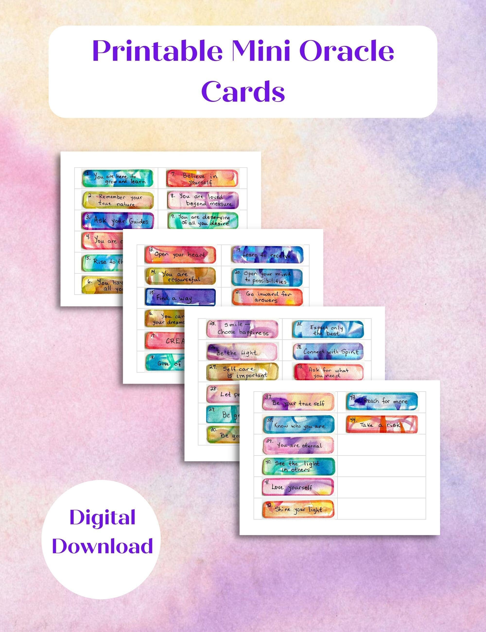 Printable Mini Oracle Cards Download and Print Your Own Oracle Cards - Etsy