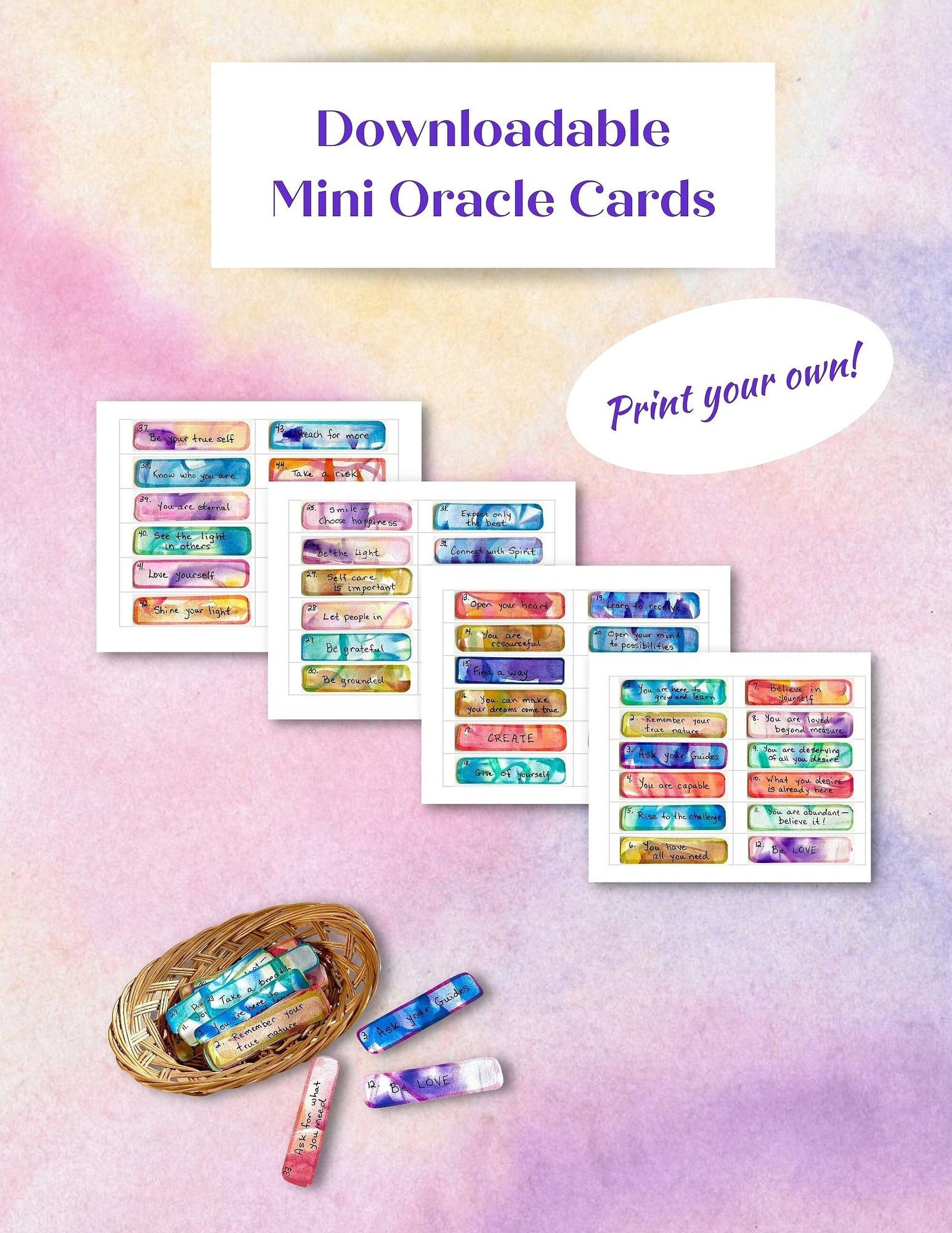 Printable Mini Oracle Cards Download and Print Your Own Oracle Cards - Etsy