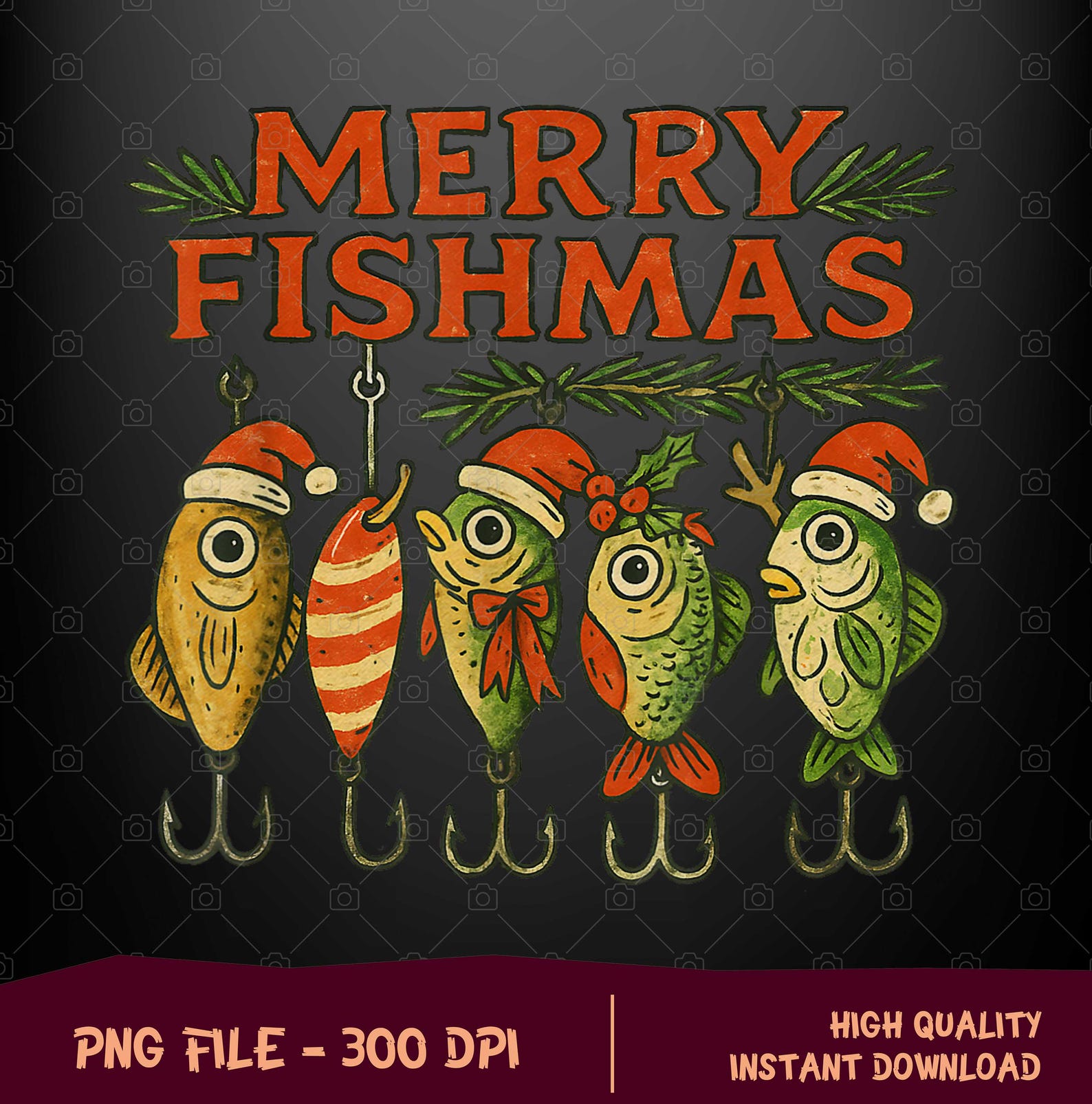 Merry Fishmas Png, Christmas Girly Png, Fishing Christmas Design ...