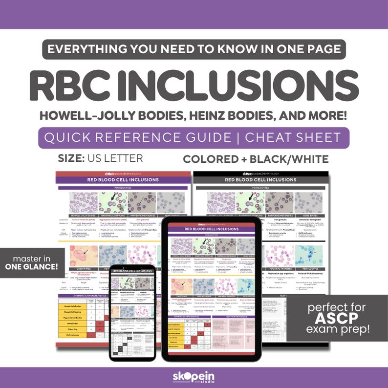 Hematology RBC Inclusions Quick Reference Guide: ASCP Exam Prep ...