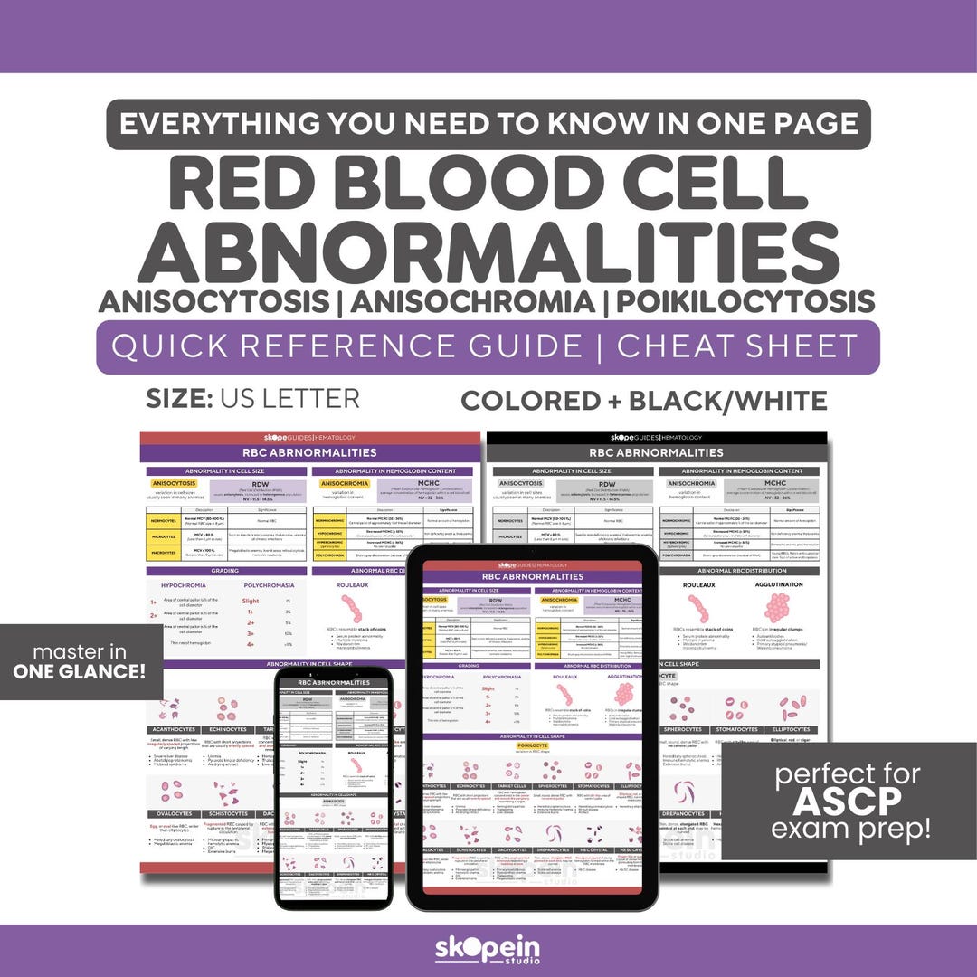 Hematology RBC Abnormality Quick Reference Guide: MLS ASCP Exam Prep ...