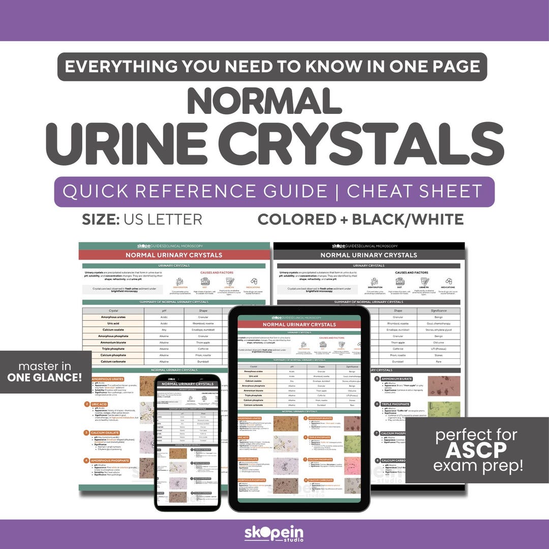 Normal Urine Crystals Quick Reference Guide: MLS ASCP Exam Prep Study ...