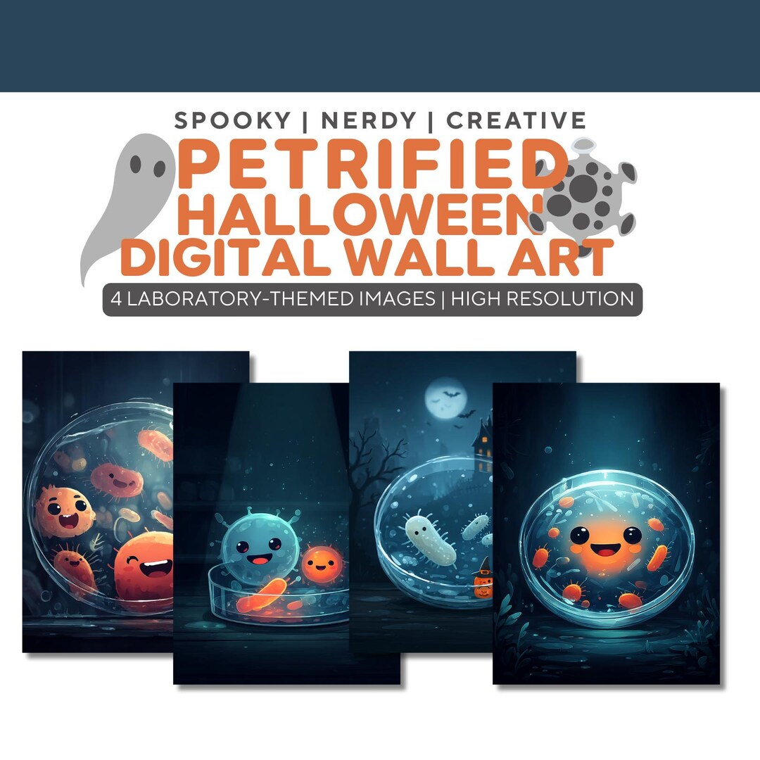Spooky Petri Dish Halloween Art: Microbiology Lab Decor (PNG Digital ...