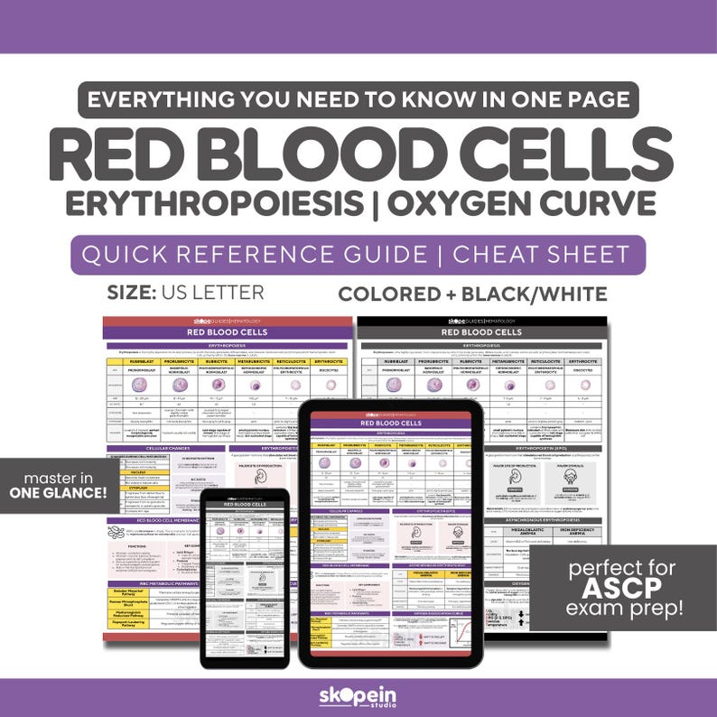 Red Blood Cells Hematology Quick Reference Guide: MLS MLT ASCP Exam ...