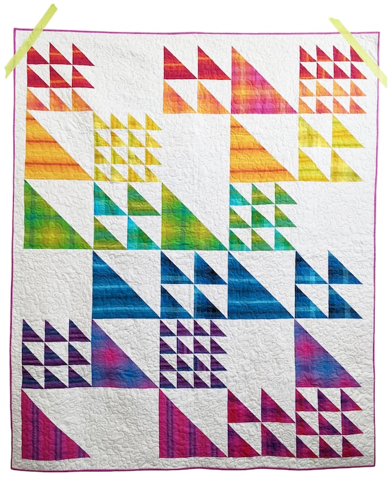 Triangle Quilt Pattern PAPER fat Quarter Friendly Vertex by | Etsy