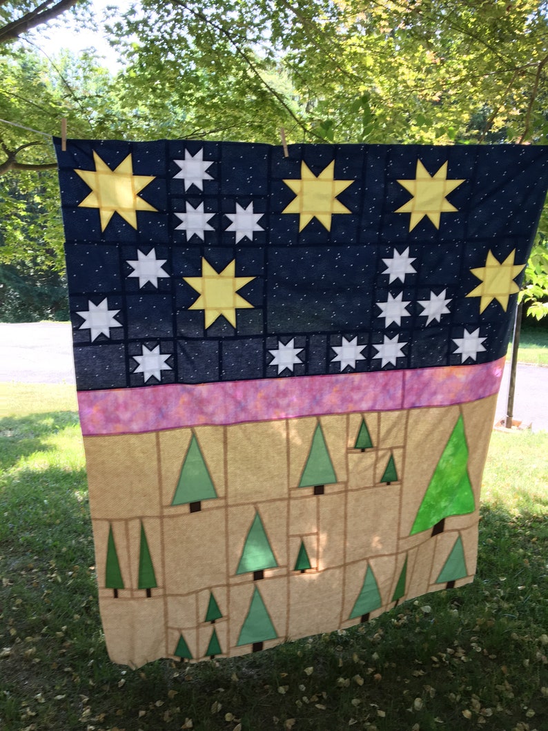 Tree and Star Quilt Pattern PDF *scrap Friendly* Starlit Night by ...