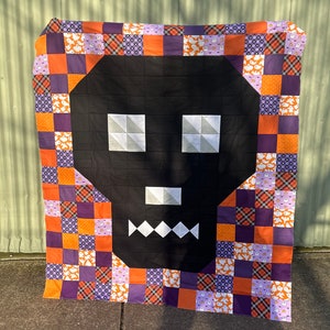 Skull Quilt Pattern PDF *scrap Friendly* Bonedigger by Slightly Biased ...