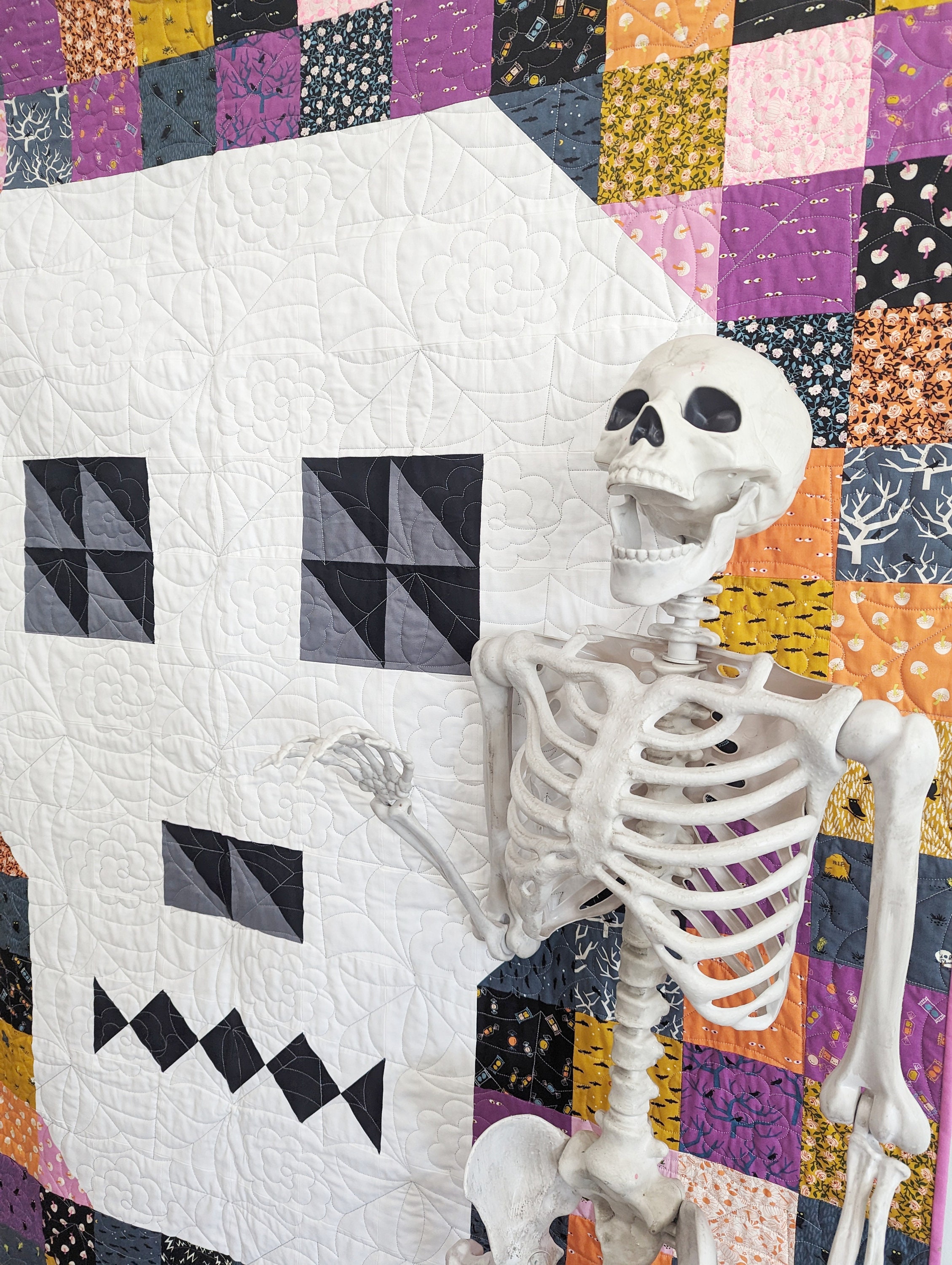 Skull Quilt Pattern PDF *scrap Friendly* Bonedigger by Slightly Biased ...