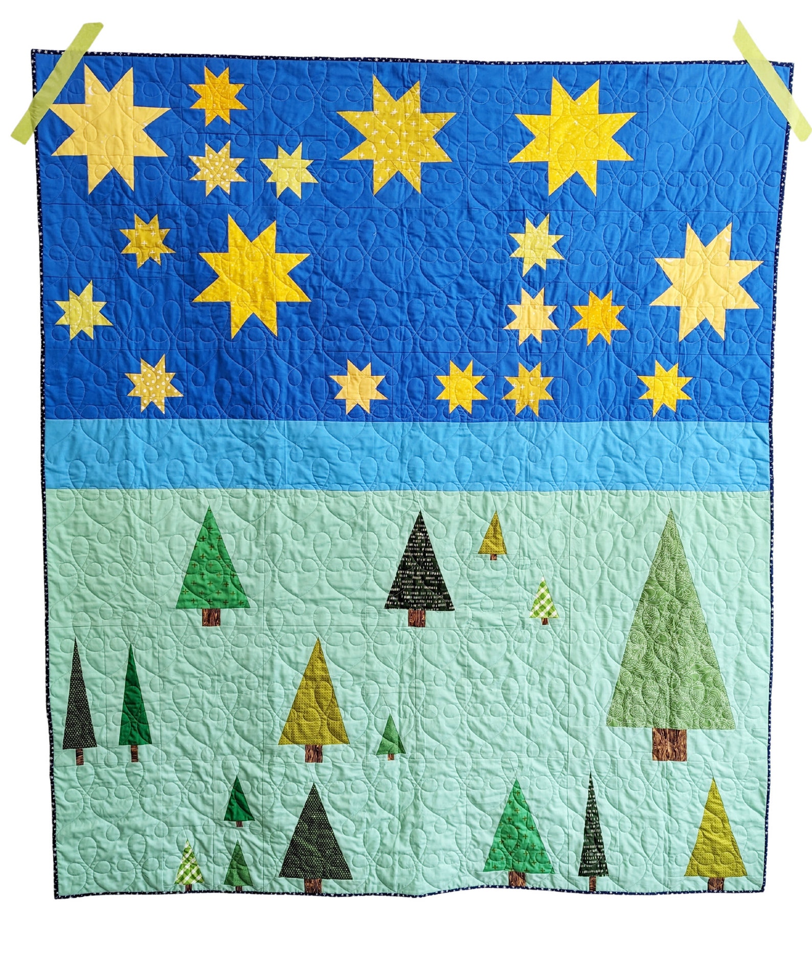 Tree and Star Quilt Pattern PDF *scrap Friendly* Starlit Night by ...