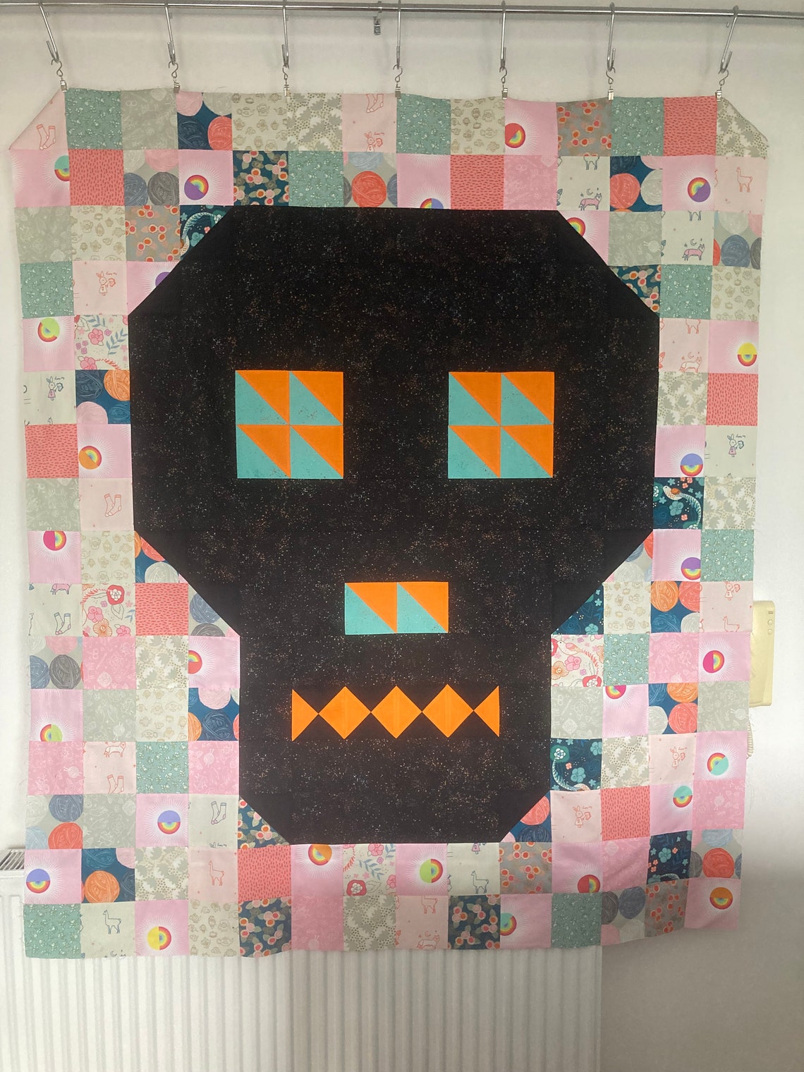 Skull Quilt Pattern PDF scrap Friendly Bonedigger by Slightly Biased ...