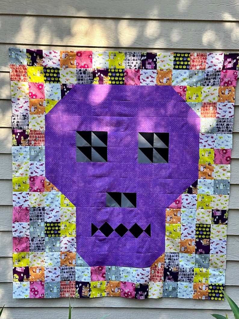 Skull Quilt Pattern PDF *scrap Friendly* Bonedigger by Slightly Biased Quilts - Etsy