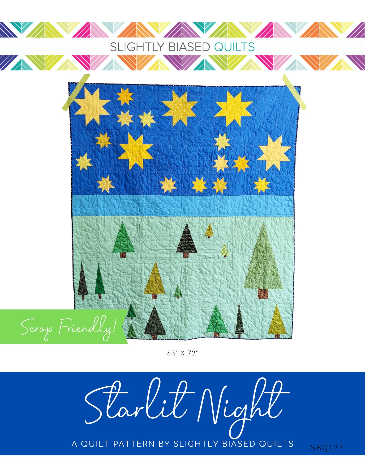 Tree and Star Quilt Pattern PDF *scrap Friendly* Starlit Night by ...