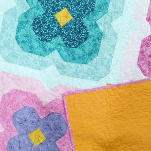 Flower Quilt Pattern PDF beginner Friendly Rosy Posey by Slightly Biased Quilts - Etsy
