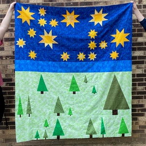 Tree and Star Quilt Pattern PDF *scrap Friendly* Starlit Night by ...