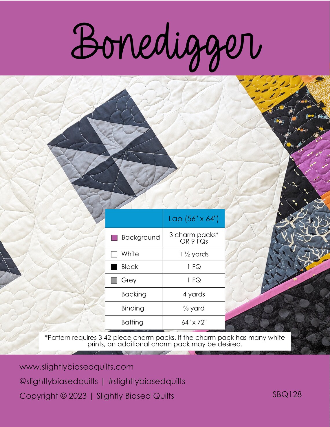 Skull Quilt Pattern PDF scrap Friendly Bonedigger by Slightly Biased ...