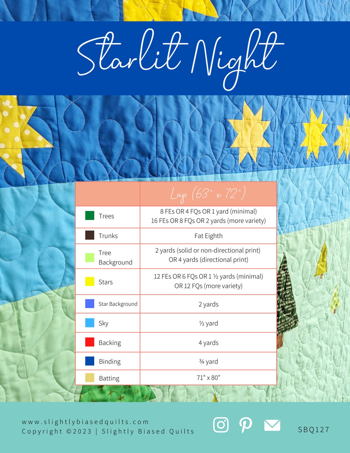 Tree and Star Quilt Pattern PDF scrap Friendly Starlit Night by ...