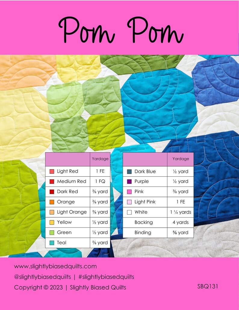 Snowball Pattern PDF *scrap Friendly* Pom Pom by Slightly Biased Quilts ...