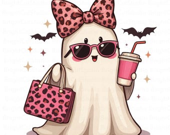 Leopard Print Ghost PNG, Halloween Coffee Ghost Shirt Design, Boujee ...