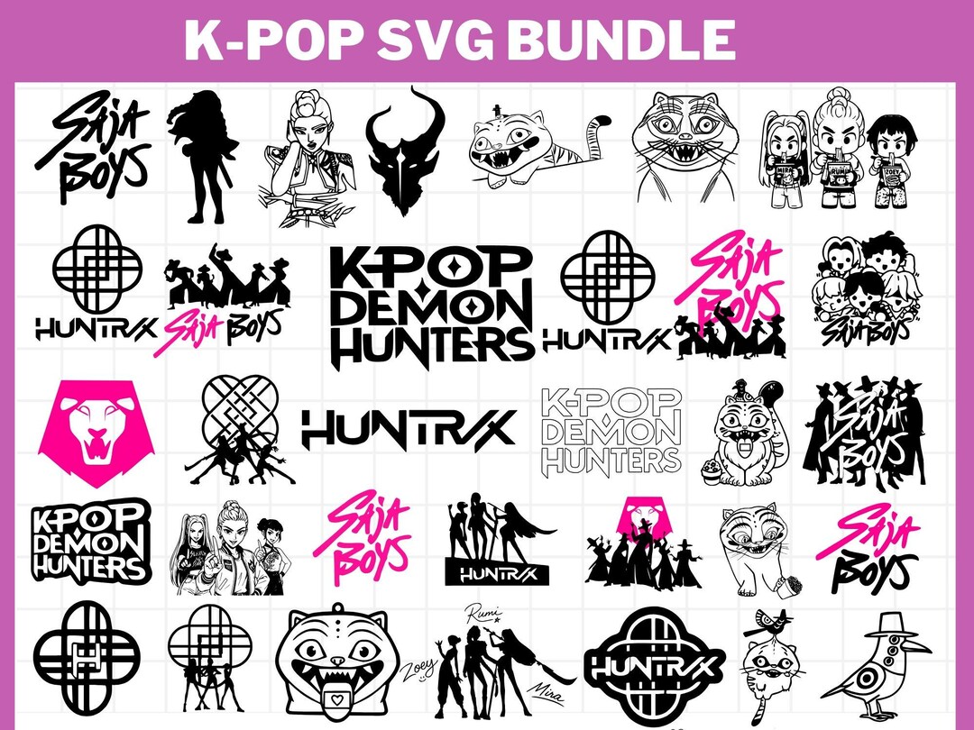 50 Huntrix Kpop Demon Hunters PNG SVG, Kpop Idol Group Shirt Design ...
