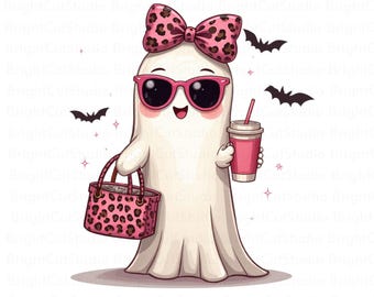 Leopard Print Ghost PNG, Halloween Coffee Ghost Shirt Design, Boujee ...