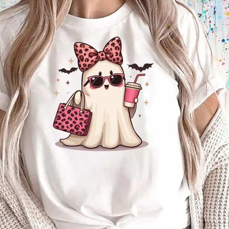 Leopard Print Ghost PNG, Halloween Coffee Ghost Shirt Design, Boujee ...
