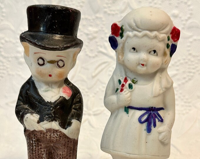 Vintage Porcelain Frozen Charlotte Bride and Groom Wedding Cake Topper ...