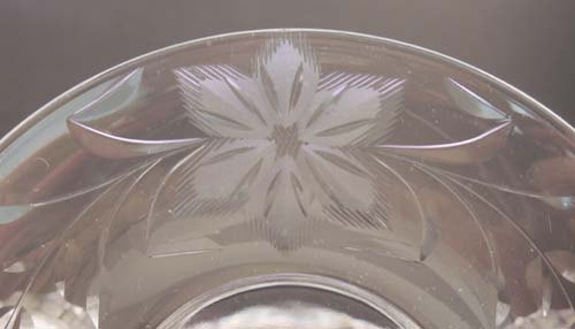 Pair of Cambridge Glass Rose Point Keyhole Candleholders, Cambridge ...