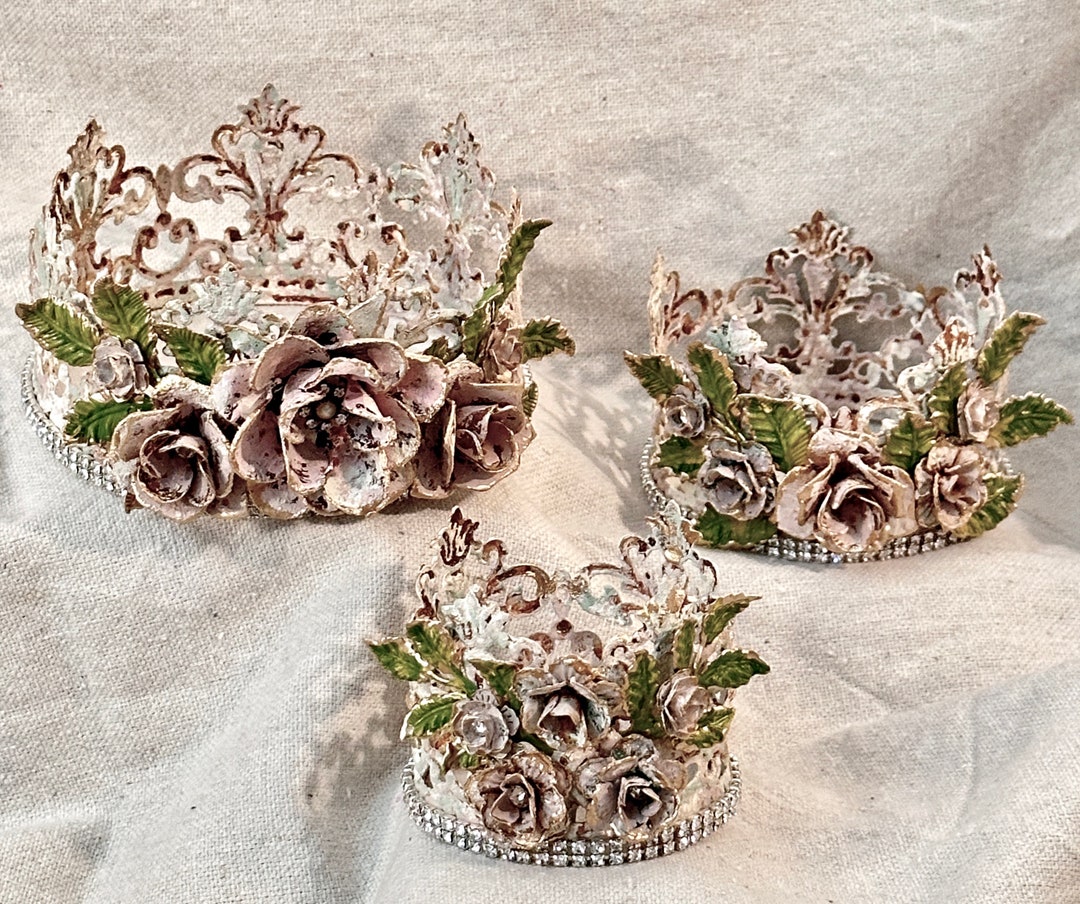 Handmade Shabby Chic Crown With Roses, Crown With Flowers, Crown Candle ...