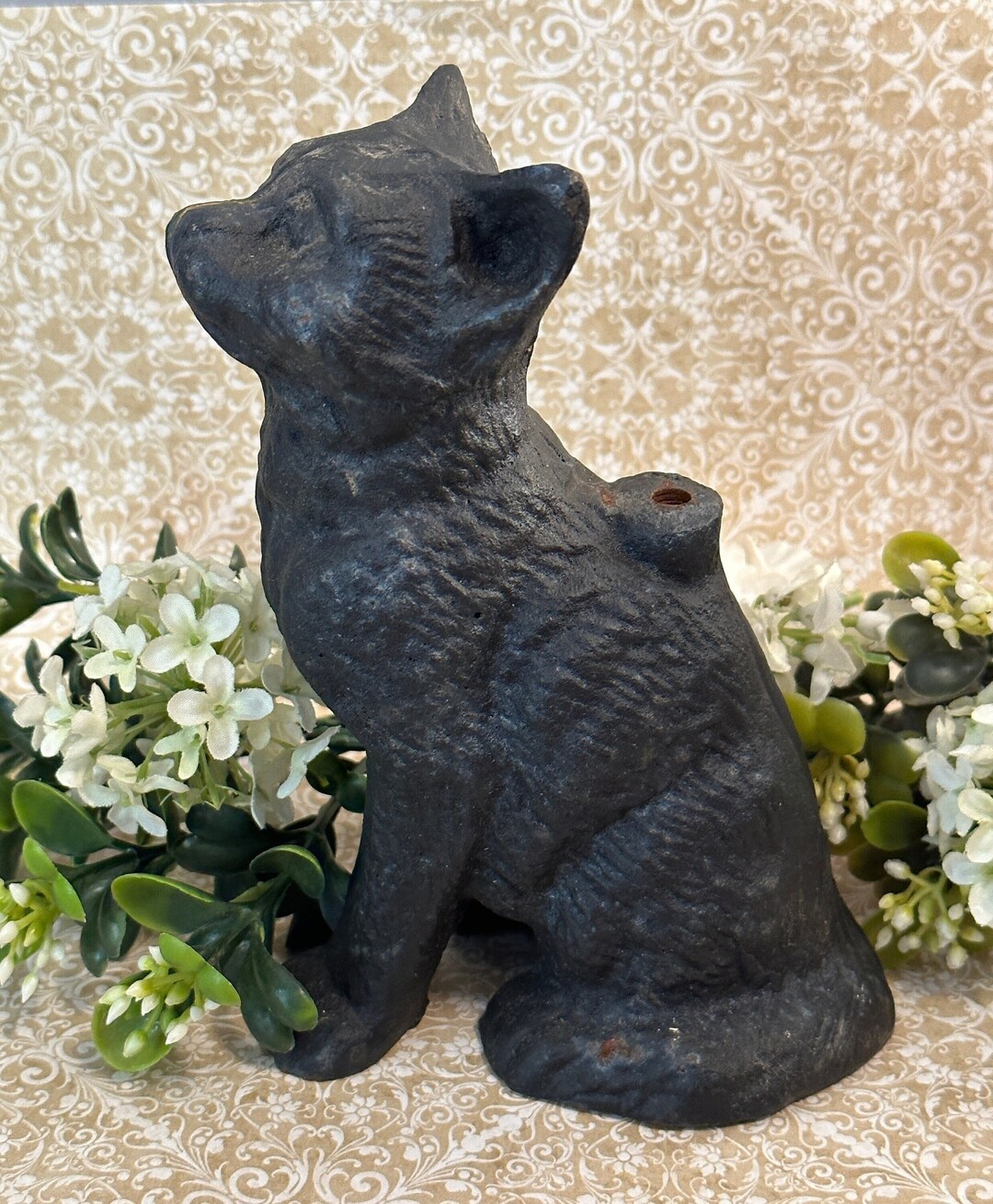 Vintage French Cast Iron Cat, Cat Decor, Black Iron Cat, Cat Figurine ...