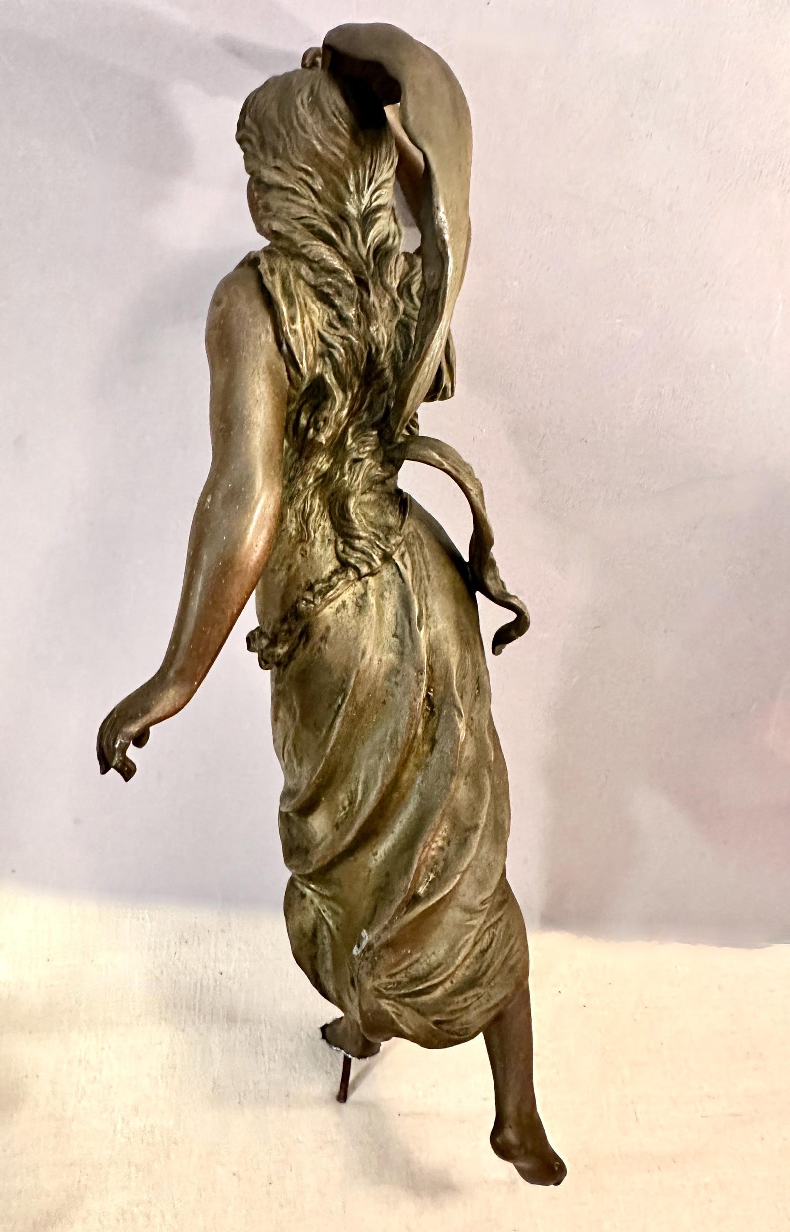 Antique Art Nouveau French Bronze Statue of Lady Dancing, Metal Statue ...