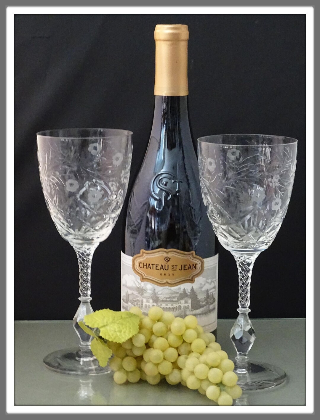 13 Tiffin Wine Glasses, Large 8 Oz. Tiffin Etched Water Glasses, Tiffin ...