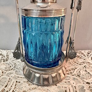 Antique Victorian Silver Blue Glass Pickle Castor Jar, Aesthetic ...