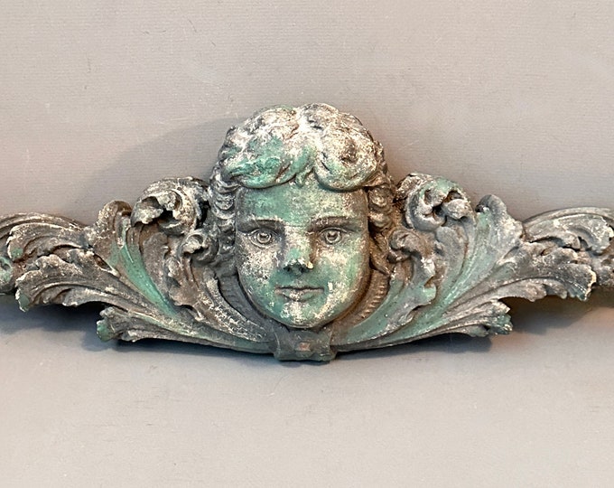 Vintage Relief Cherub Plaque, Cherub Wall Decor, Cement Angel Relief ...