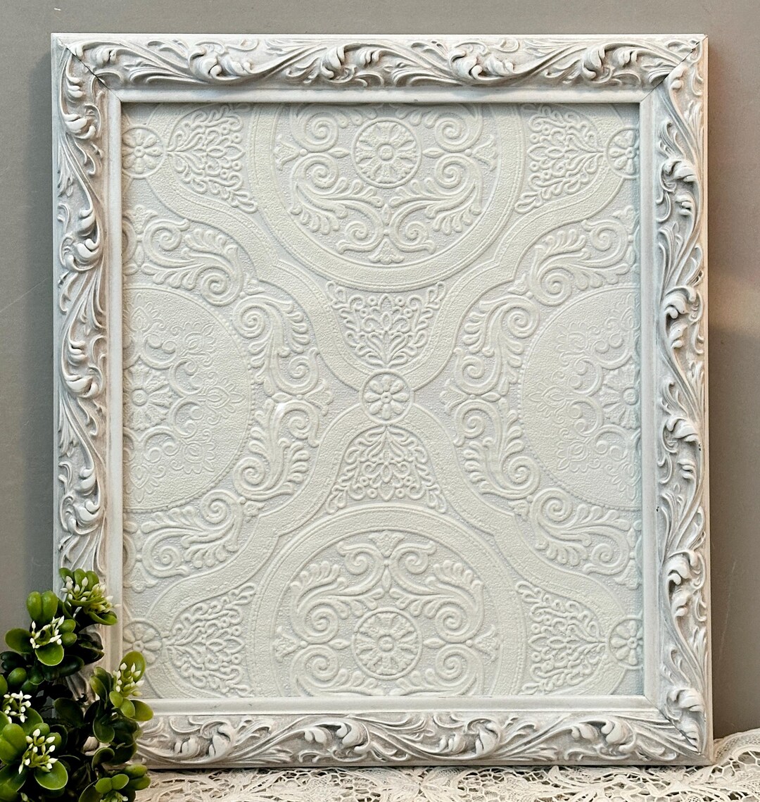 Vintage 11 X 13 White Frame With Glass, 11x13 Ornate Picture Frame ...