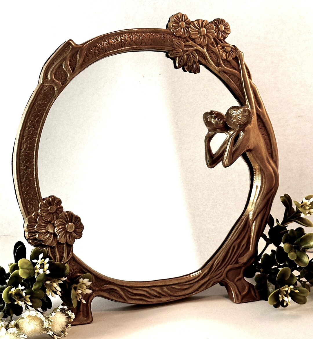 Vintage Art Nouveau Mirror With Lady, Lady of the Lake Mirror, Easel ...