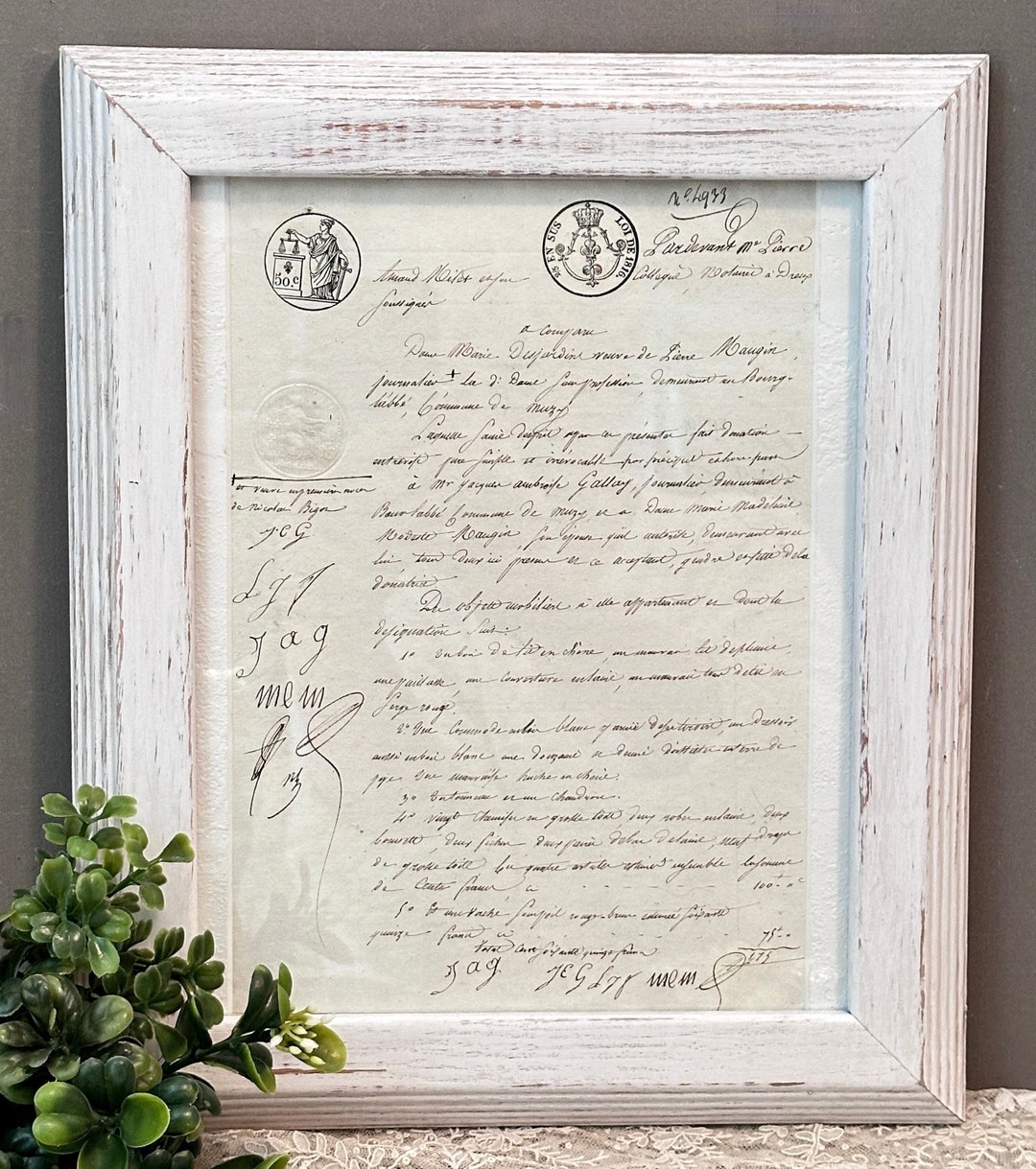 Antique Framed 19th Century French Document, 1816 French Legal Document ...