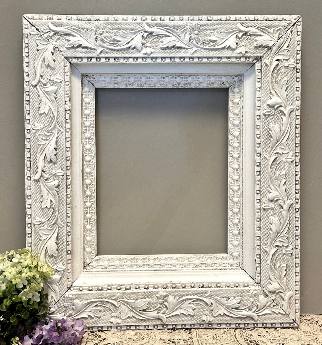 Vintage 8 X 10 White Frame, Ornate White 8x10 White Wood Frame, Wedding ...