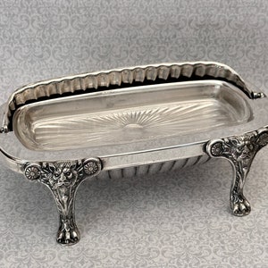 Vintage Silver Dome Roll Top Butter Dish, FB Rogers Lion Footed Covered ...