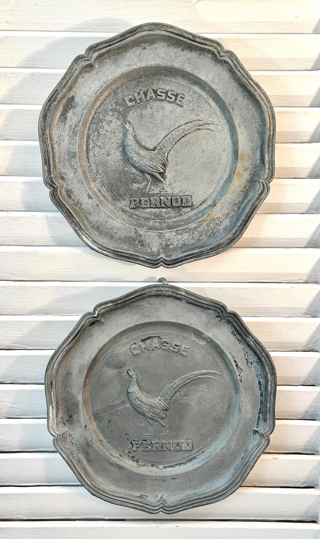 Antique French Chasse Pernod Metal Plate With Pheasant, Decorative ...