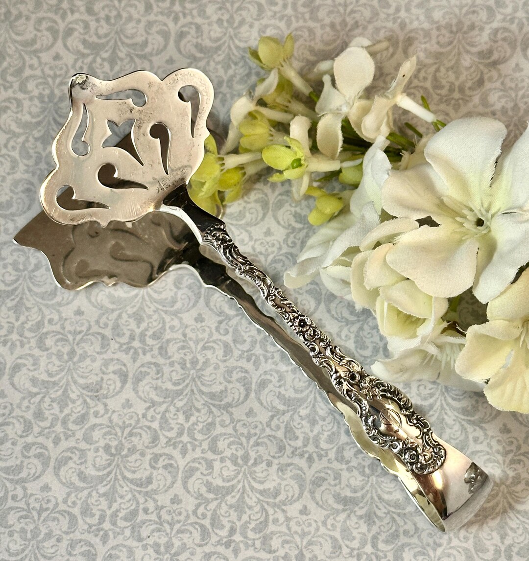Ornate Silver Pastry Tongs With G Monogram, Sterling Silver Monogrammed ...