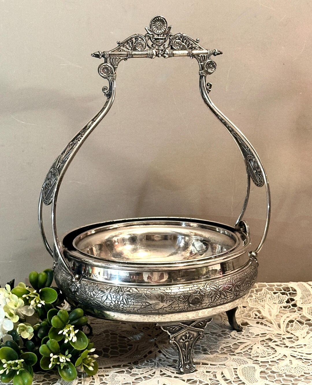 Antique Reed and Barton Silver Basket, Victorian Silver Plated Basket ...