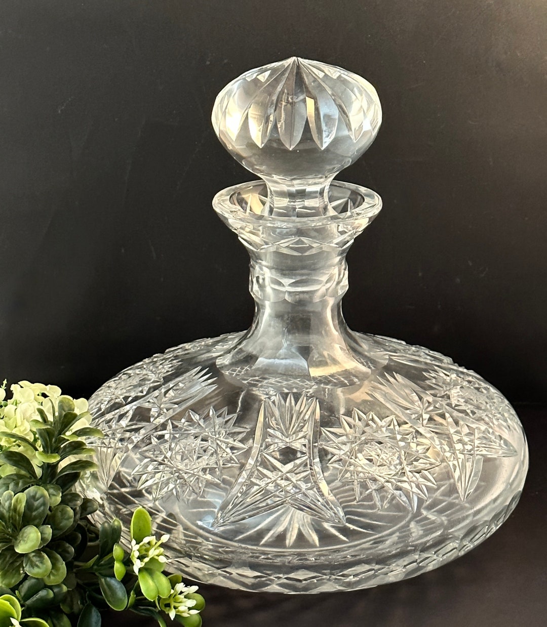 Vintage Cut Crystal Ships Decanter, Whiskey Decanter, Wine Decanter ...