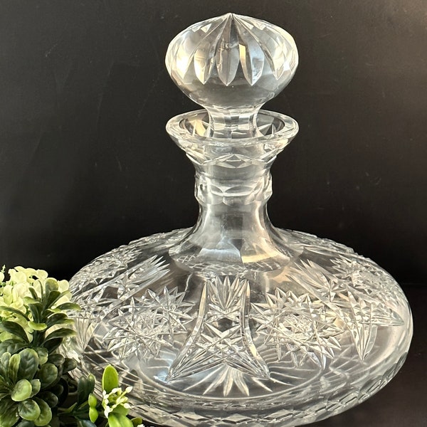 Vintage Cut Glass Ships Decanter - Etsy