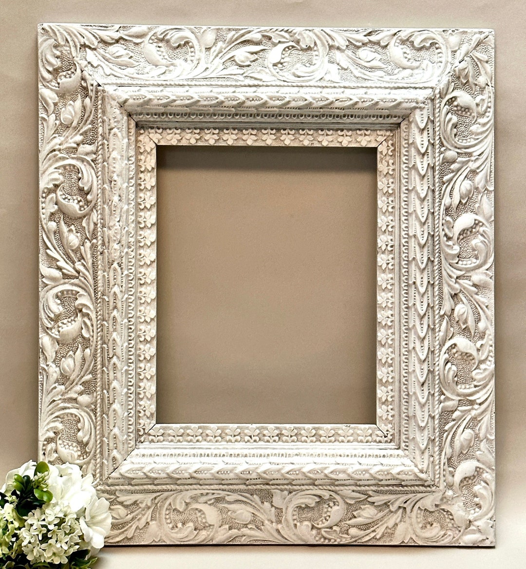 Antique 8 X 10 White Frame Vintage 16x20 Ornate Picture - Etsy