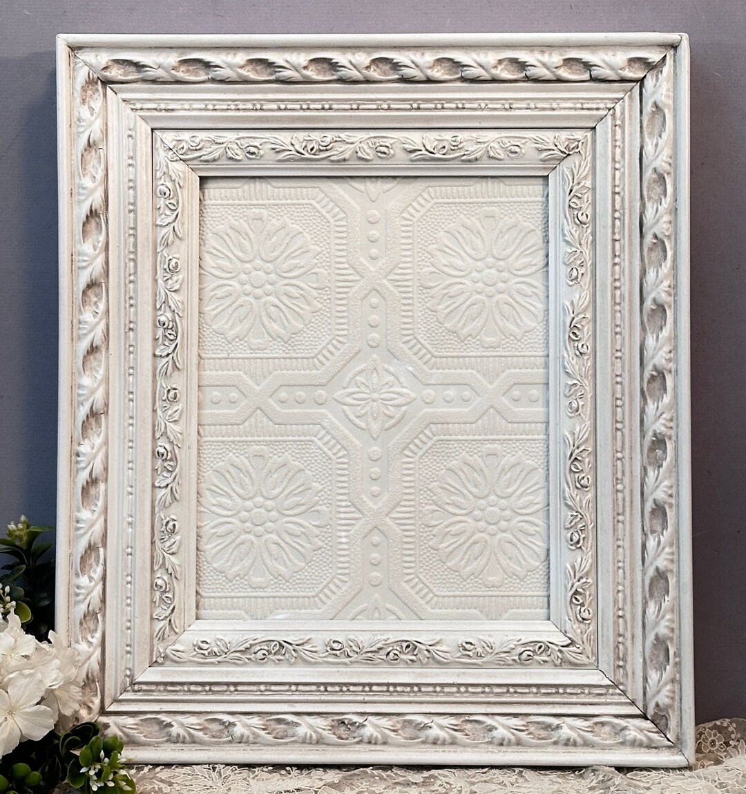 Vintage 8 X 10 White Frame, 8x10 White Picture Frame Glass, Wall ...