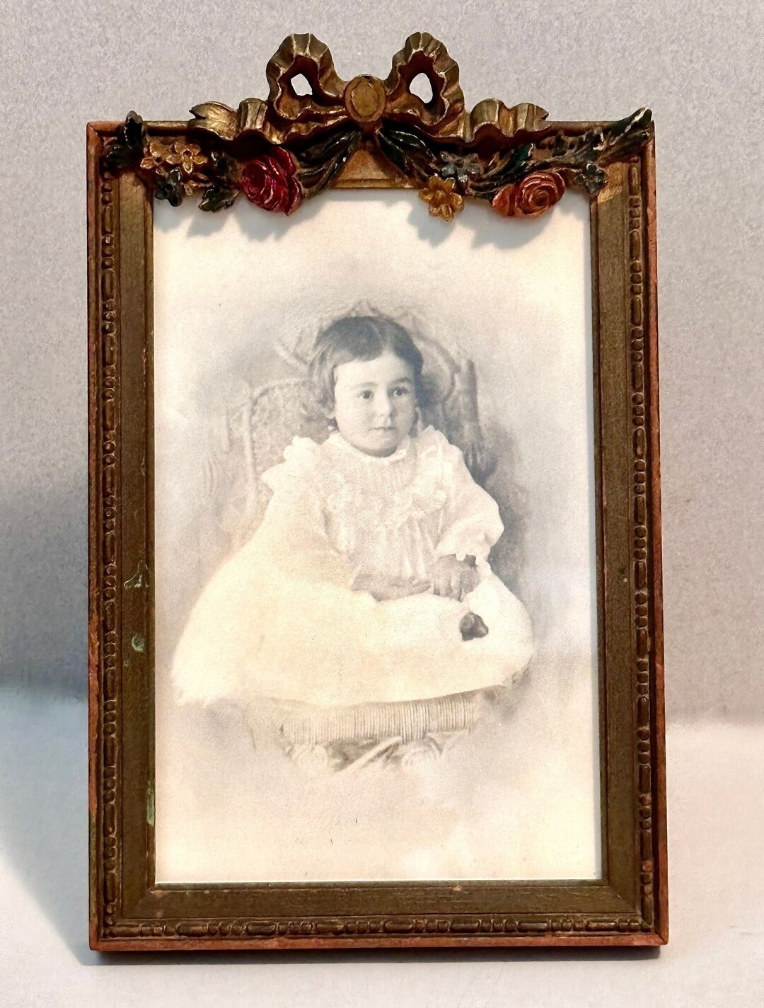 Vintage Barbola Frame With Little Girl, Barbola Frame With Child Photo ...