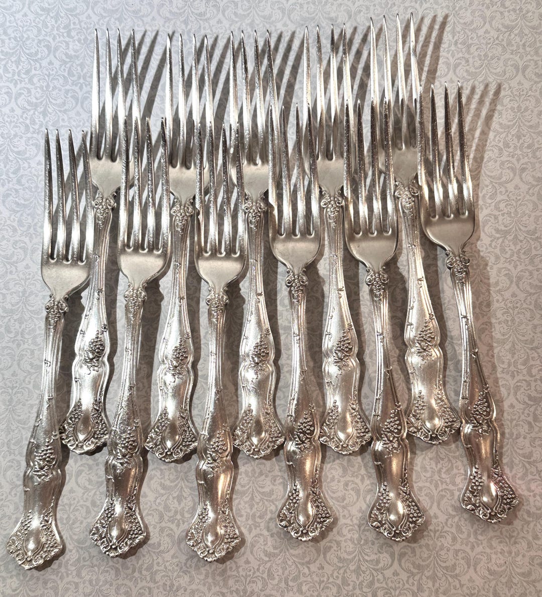 Antique 1847 Rogers Bros Silver Vintage Grape Serving Dinner Forks, 10 ...