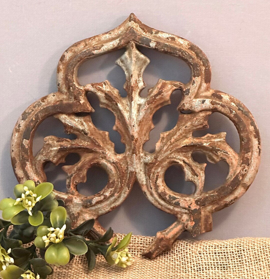 Antique French Cast Iron Fragment, Decorative Iron Fragment, French ...